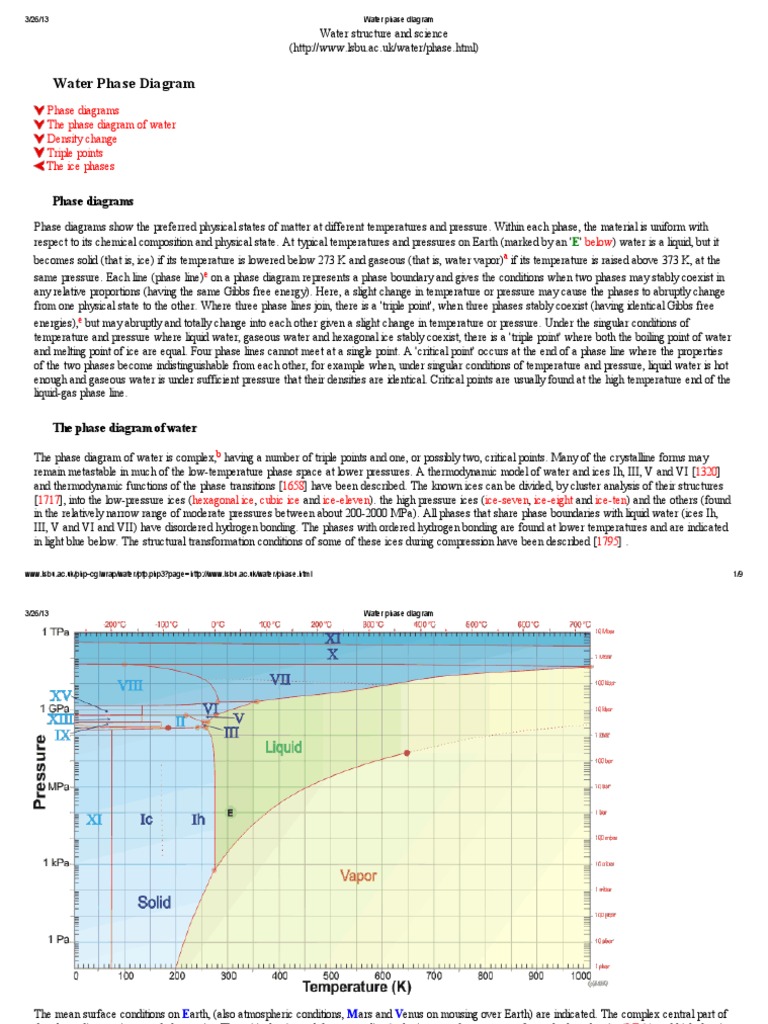 Water Phase Diagram Explained | PDF | Phase (Matter) | Phase Diagram