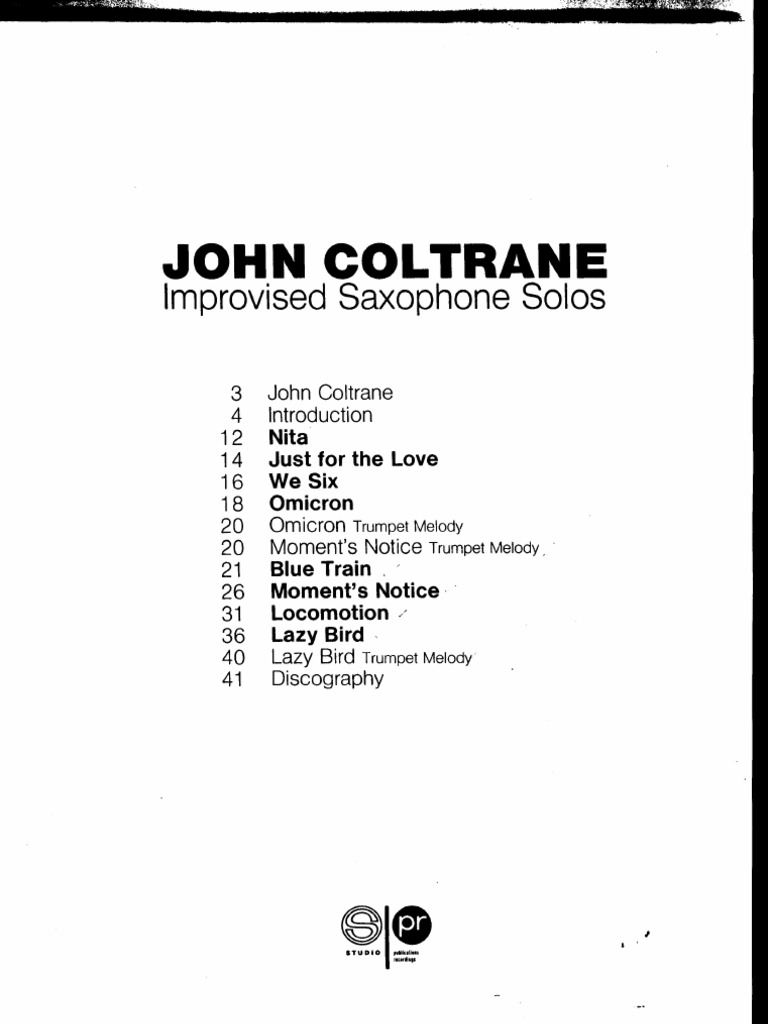 John Coltrane Improvised Saxophone Solos | PDF | Jazz | African ...