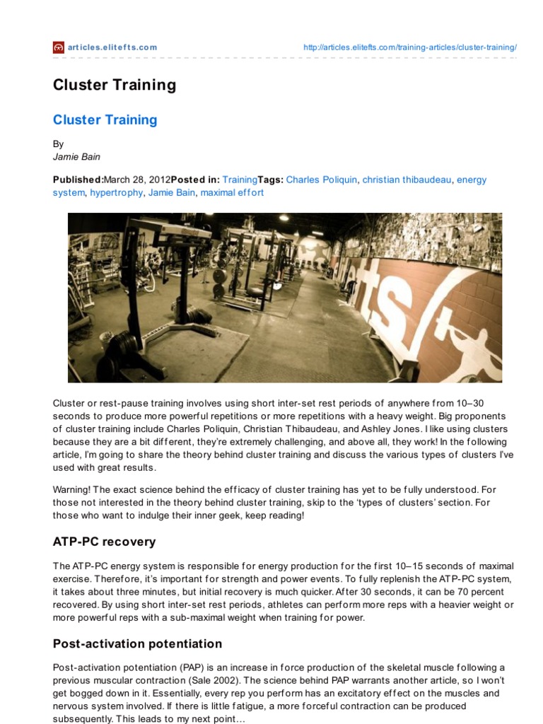 Cluster Training | PDF | Strength Training | Muscle Hypertrophy