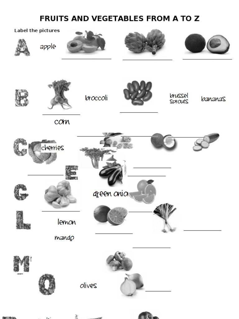 Fruits and Vegetables From A To Z | PDF