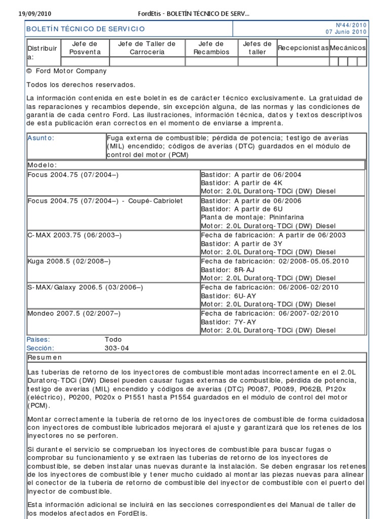 FordEtis BTS 442010 | PDF | Motor diesel | Tecnologías automotrices