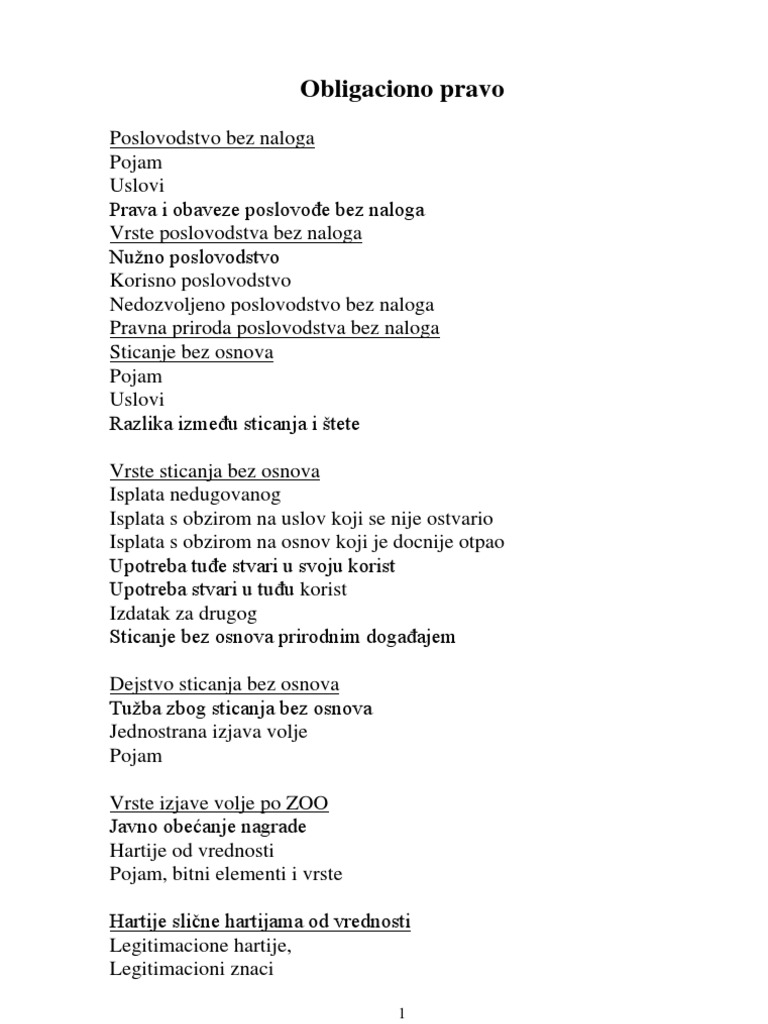 Obligaciono Pravo-Poslovodstvo Bez Naloga | PDF