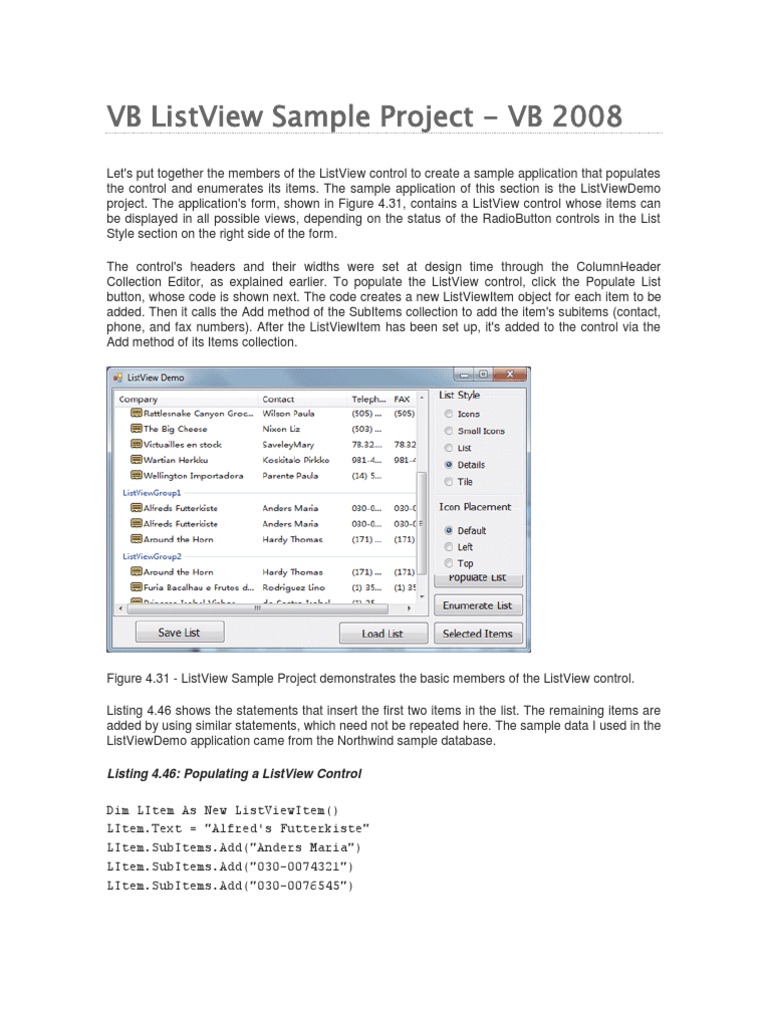 VB ListView Sample Project | Visual Basic .Net | Areas Of Computer Science