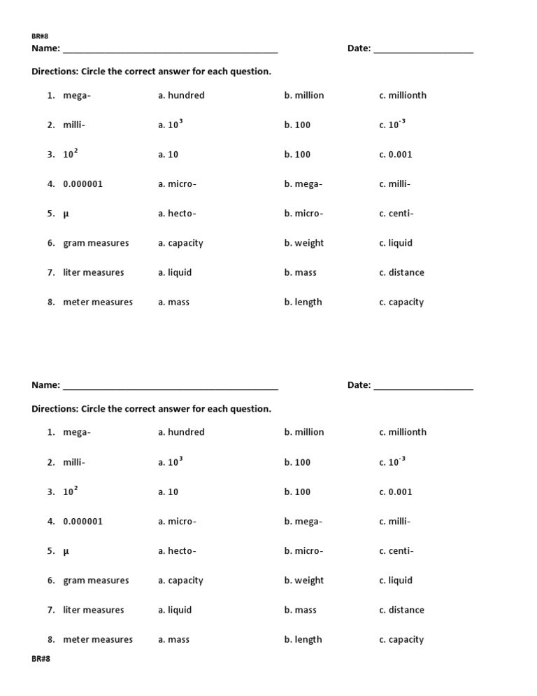 Metric System Quiz for Biology | PDF | Teaching Methods & Materials ...