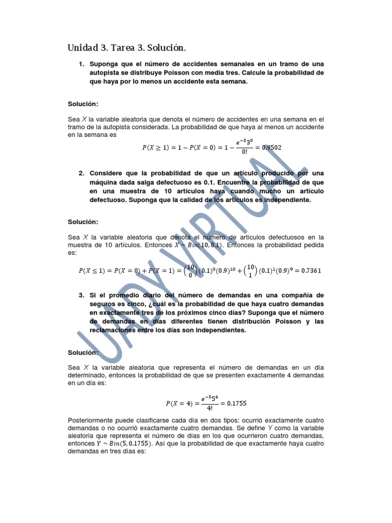 U3 T3 Solucion | PDF | Probabilidad | Variable aleatoria