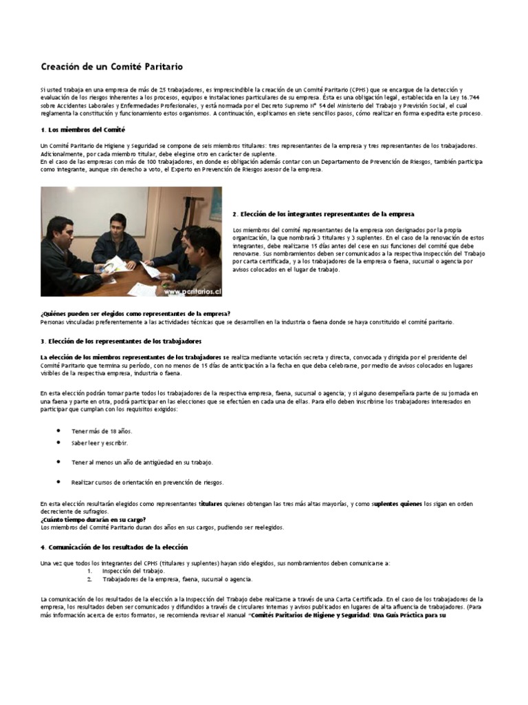 Creación de Comité Paritario: Guía Paso a Paso | PDF | Votación | Elecciones