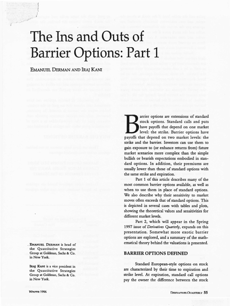 Barrier Options | PDF | Greeks (Finance) | Option (Finance)