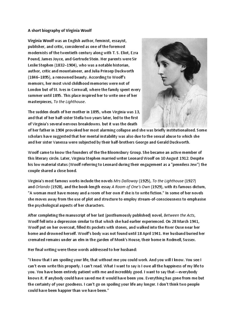 A Short Biography of Virginia Woolf | PDF | Virginia Woolf | Works