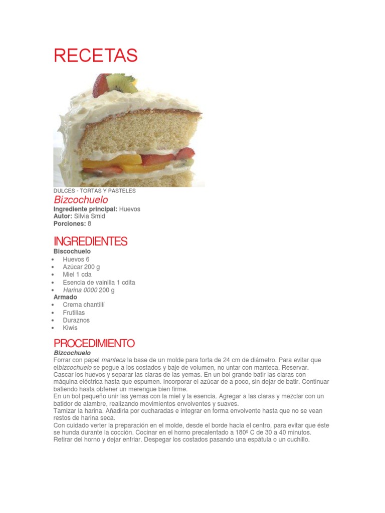 Recetas Dulces | PDF | Postres | Crema