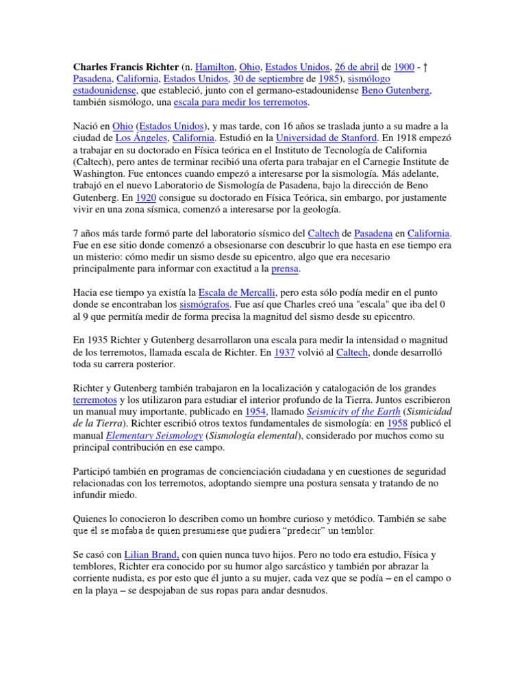 Charles Francis Richter | PDF | Geofísica | Sismología