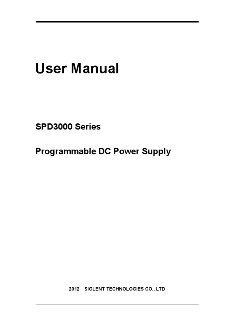 SPD3000 UserManual en | PDF | Power Supply | Mains Electricity