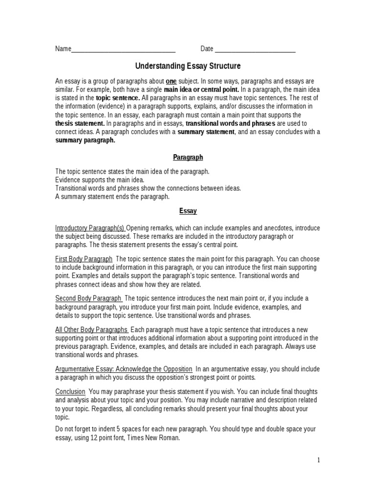 Essay Structure and Writing Guide | PDF | Paragraph | Essays