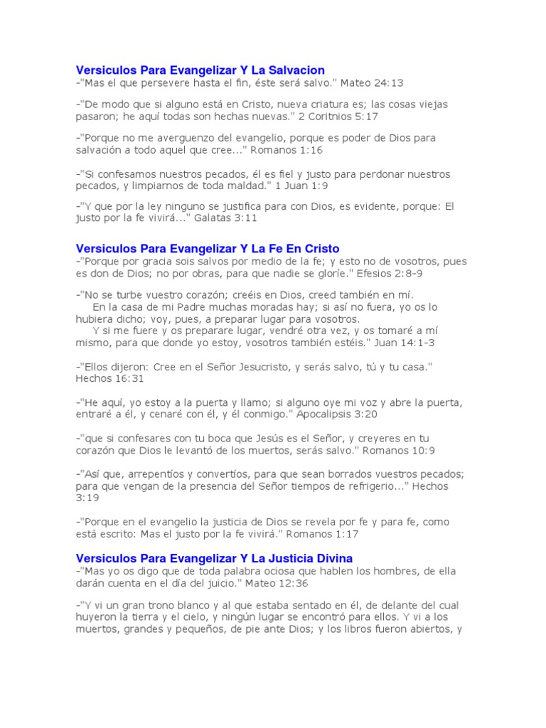 Versiculos para Evangelizar Y La Salvacion | PDF | Cristo (título) | Fe