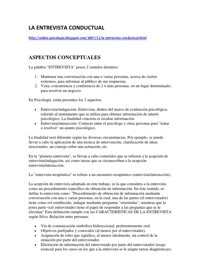 La Entrevista Conductual | PDF | Comportamiento | Información