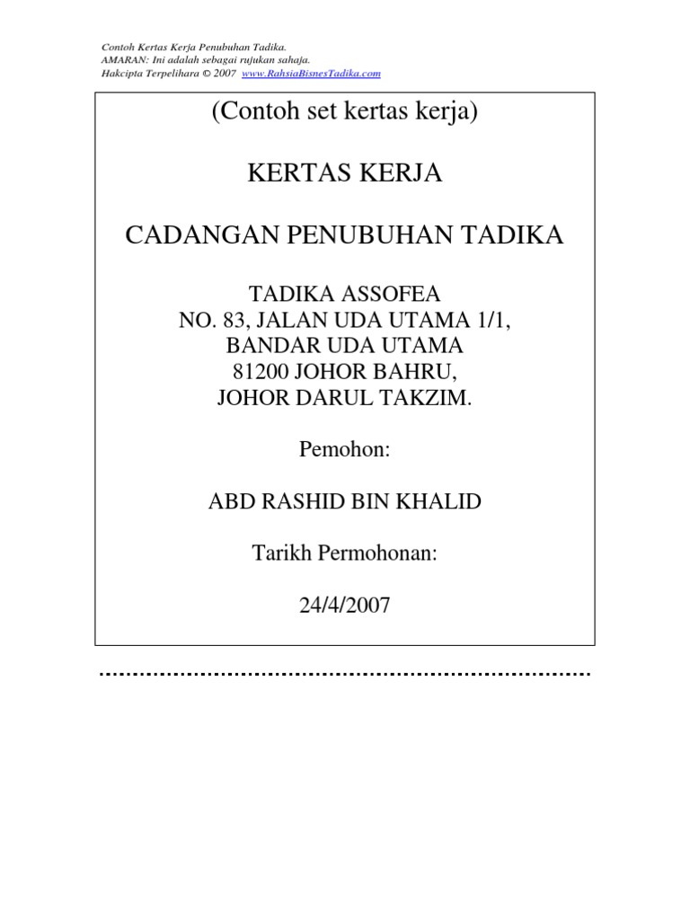 Contoh Kertas Kerja | PDF
