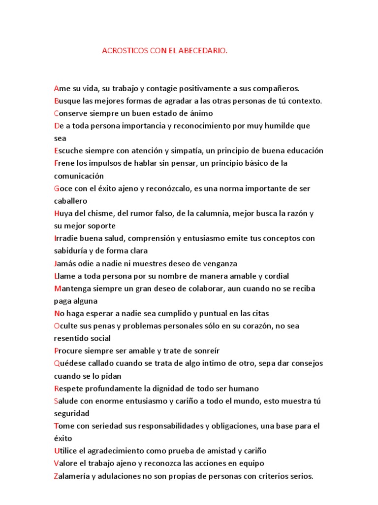 Acrosticos Con El Abecedario