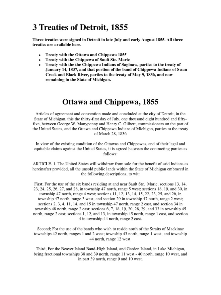 3 Treaties of Detroit 1855 | Ojibwe | Treaty
