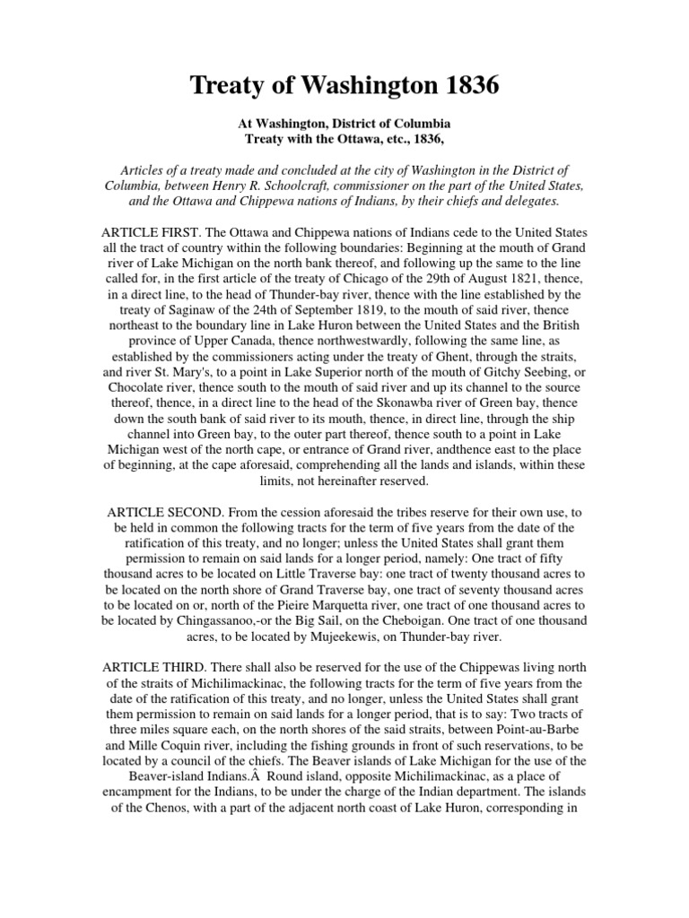 Treaty of Washington 1836 | The United States