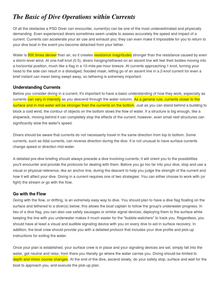 The Basic of Dive Operations Within Currents | PDF | Scuba Diving ...