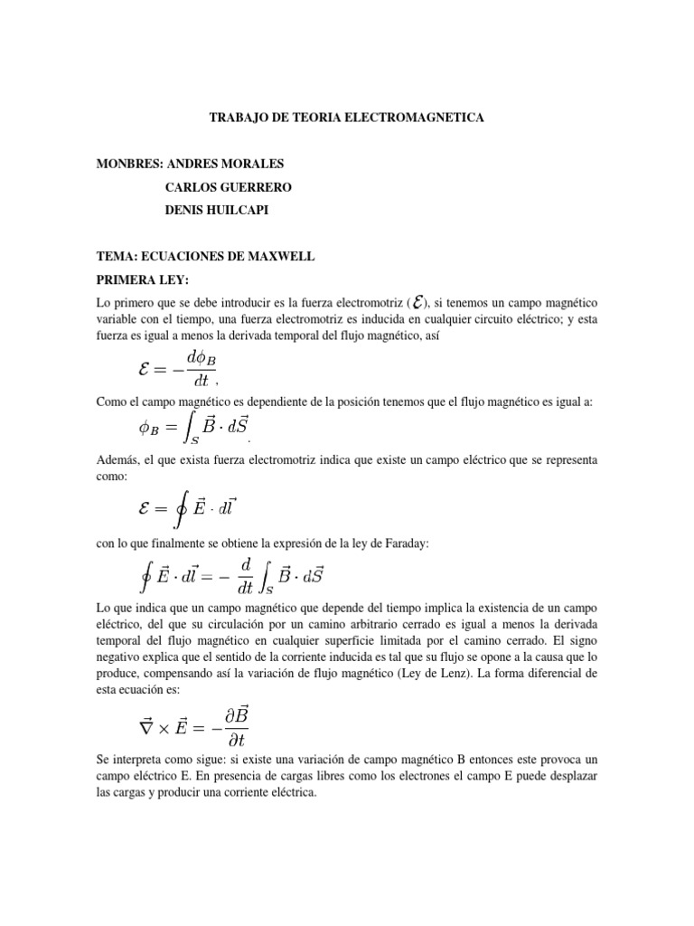 Primera Ley Maxwell | PDF | Ecuaciones de Maxwell | Campo eléctrico