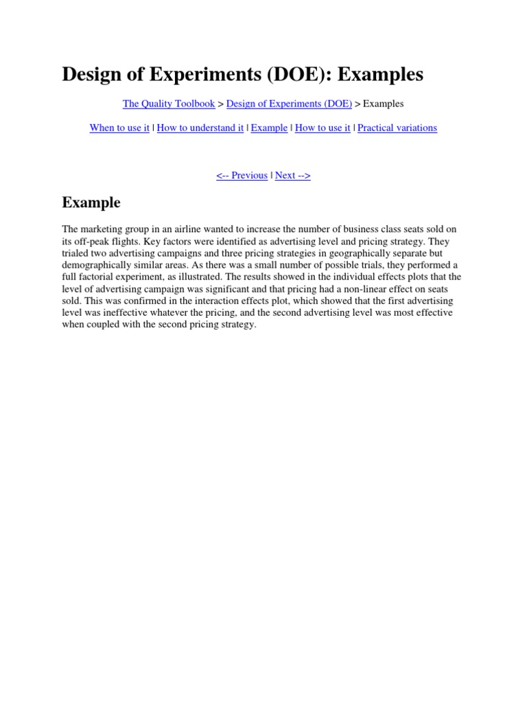 Design of Experiments | PDF | Design Of Experiments | Experiment