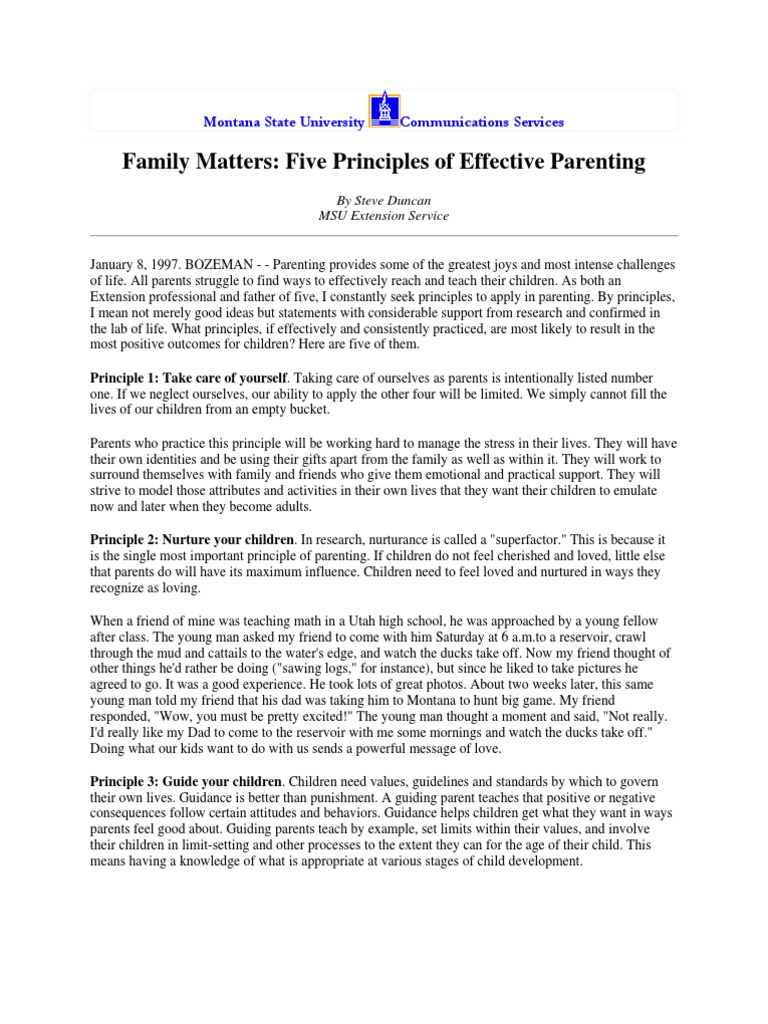 5 Principles of Effective Parenting | PDF | Parenting | Relationships