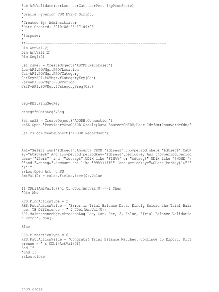 FDM Validation Script | PDF