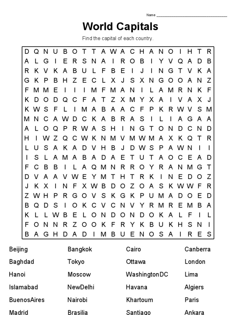 World Capitals: Find The Capital of Each Country | PDF | Environmental ...
