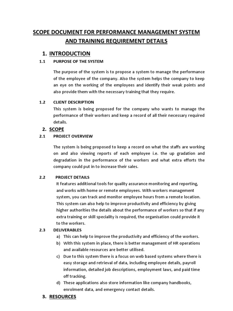 Performance Management System Scope | PDF