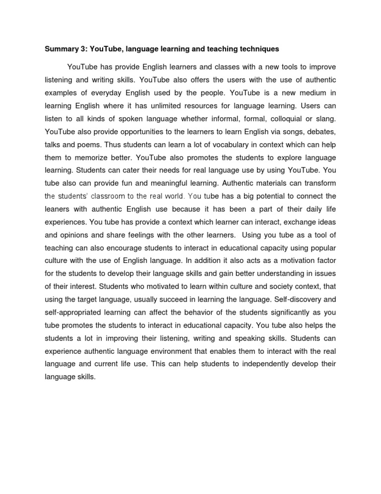 YouTube for Effective English Learning | PDF | Language Arts & Discipline