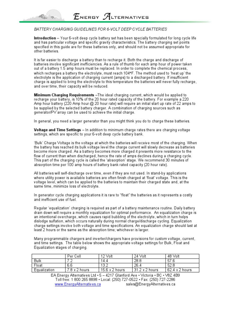 Battery Charging Guide - 6 Volt | PDF | Battery Charger | Battery ...