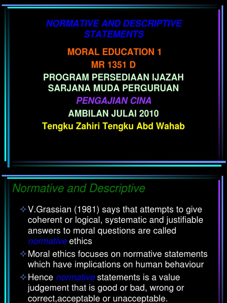 Descriptive and Non Descriptive | PDF | Normative | Morality