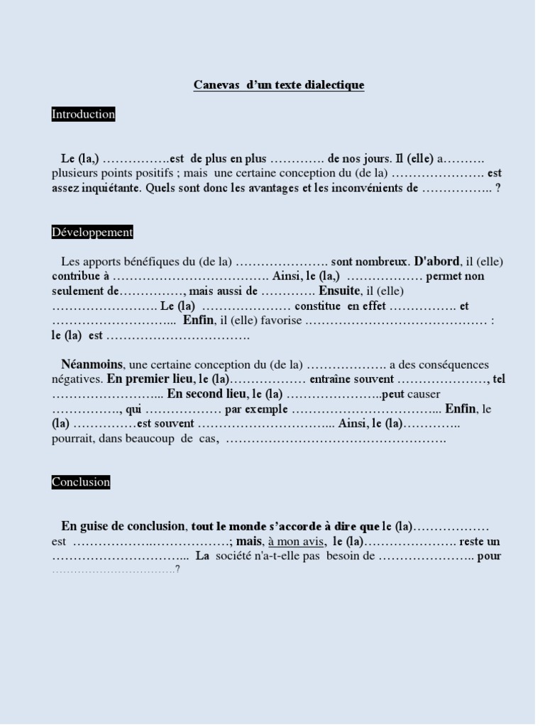 Canevas Plan Dialectique | PDF | Science | Science et technologie