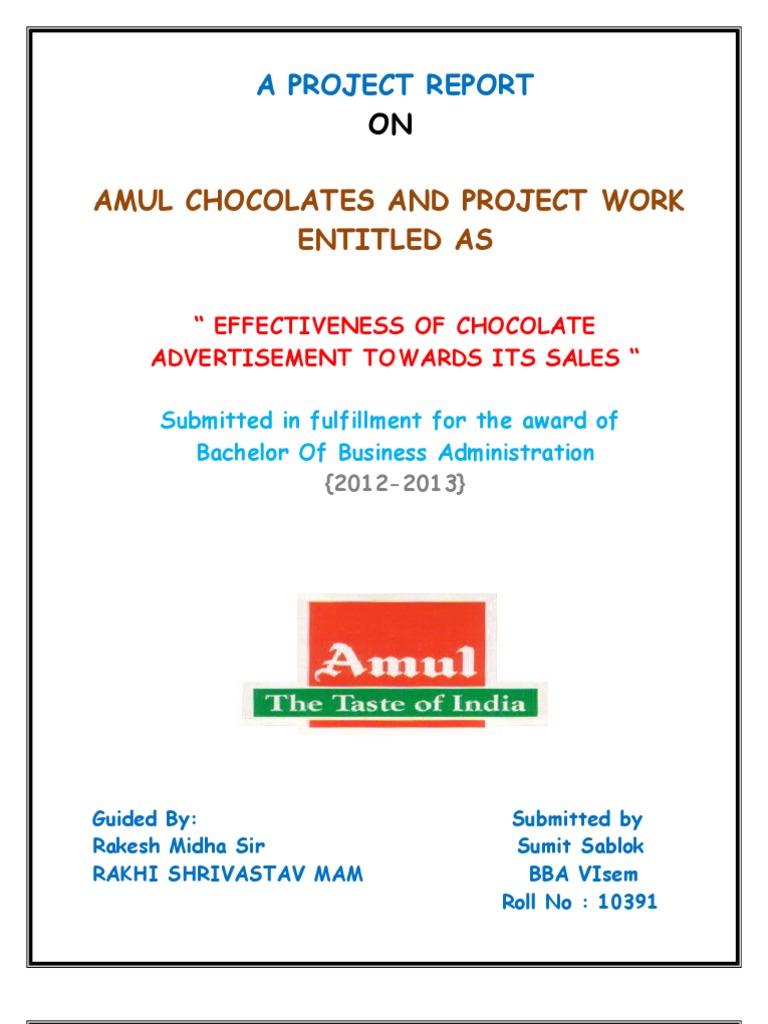 Amul Chocolate | PDF | Sampling (Statistics) | Survey Methodology