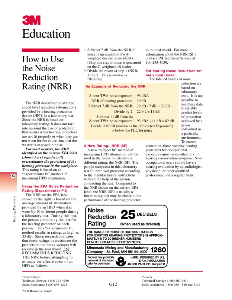 How To Use The Noise Reduction Rating (NRR) PDF | PDF | Noise | Decibel