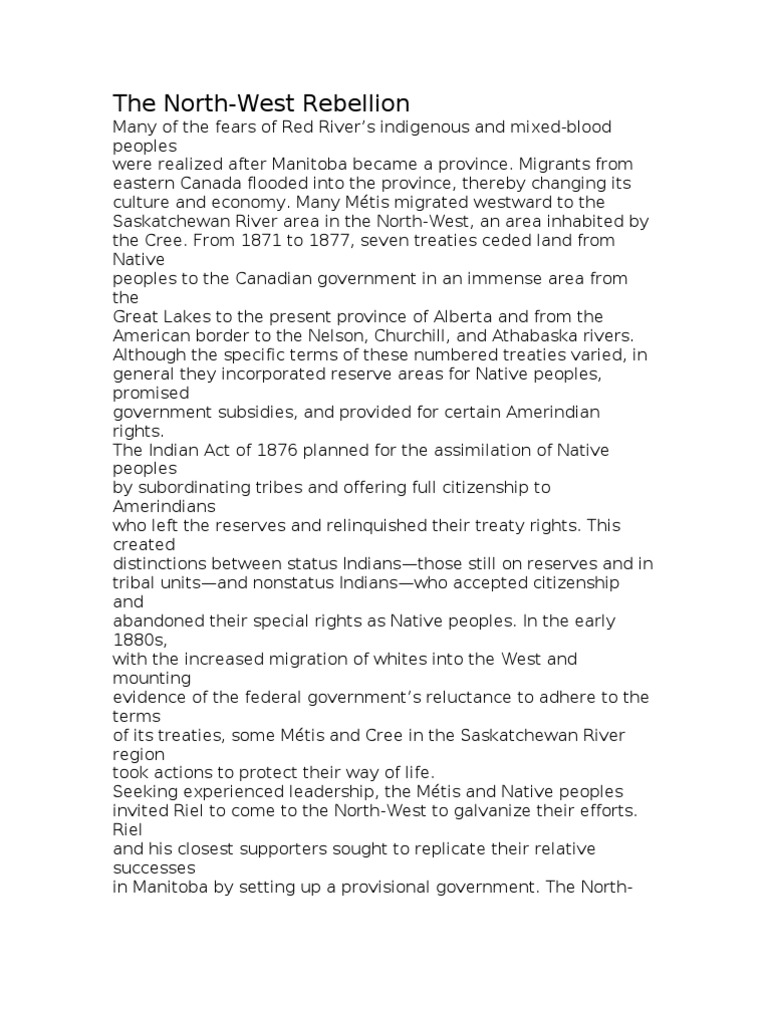 The North-West Rebellion | PDF | Canada | North America