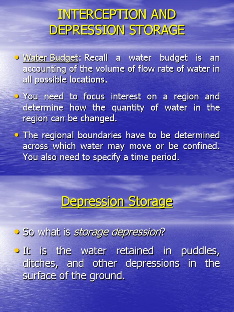 Interception and Depression Storage 2011 | Surface Runoff | Soil