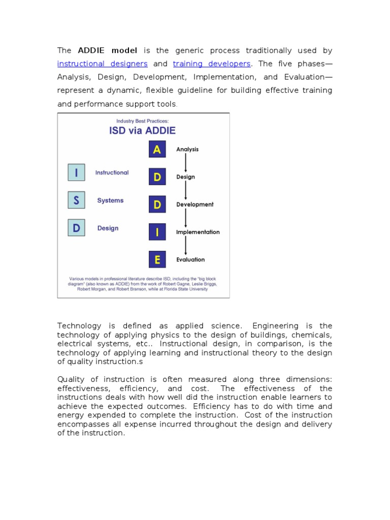 ADDIE Model | PDF | Instructional Design | Educational Assessment