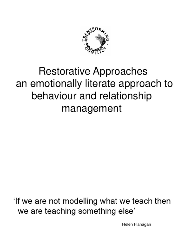 Restorative Approaches An Emotionally Literate Approach To Behaviour ...