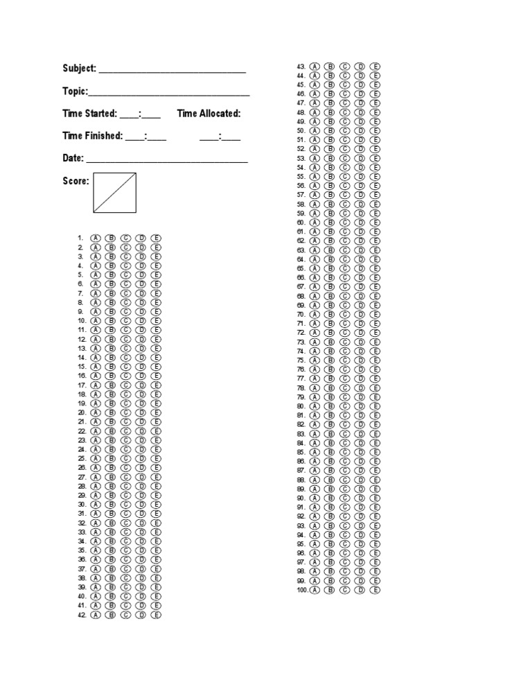 UPCAT Answer Sheets | PDF