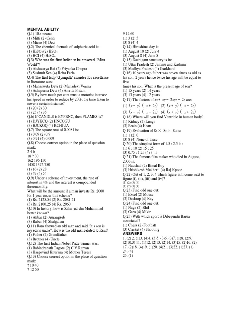Mental Ability | PDF | Teaching Mathematics | Nature