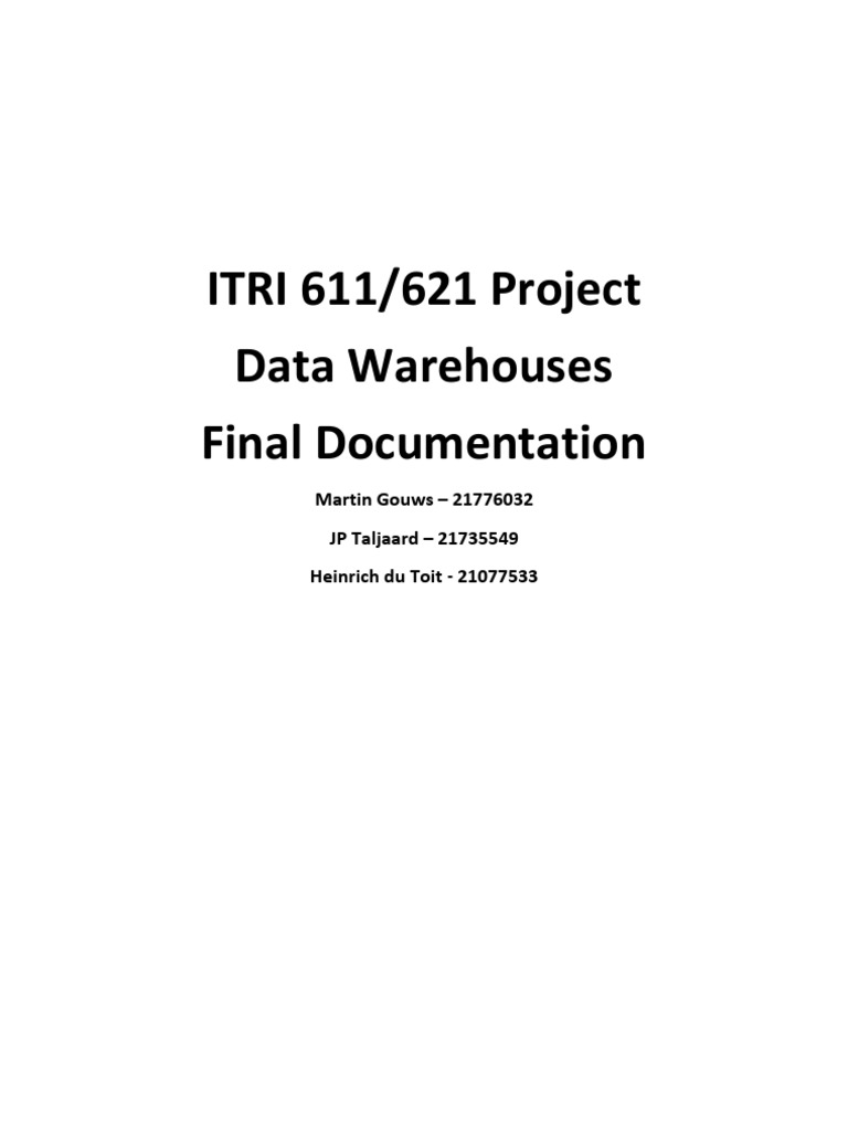 Data Warehouses Project Final | PDF | Oracle Database | Databases Data Warehouses Project Final | PDF | Oracle Database | Databases