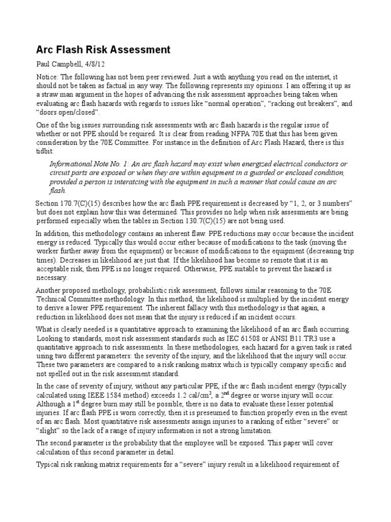 Arc Flash Risk Assessment Methodology | PDF | Risk Assessment | Risk