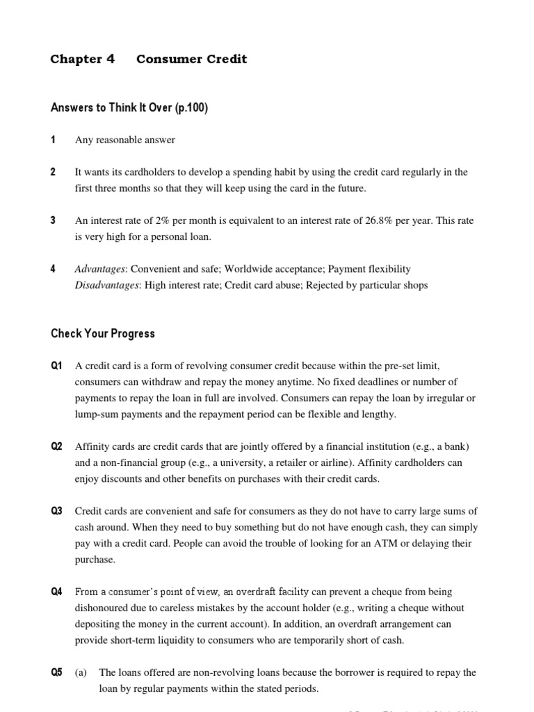 Book 3 Chapter 4 Answers Eng | PDF | Credit Card | Credit History
