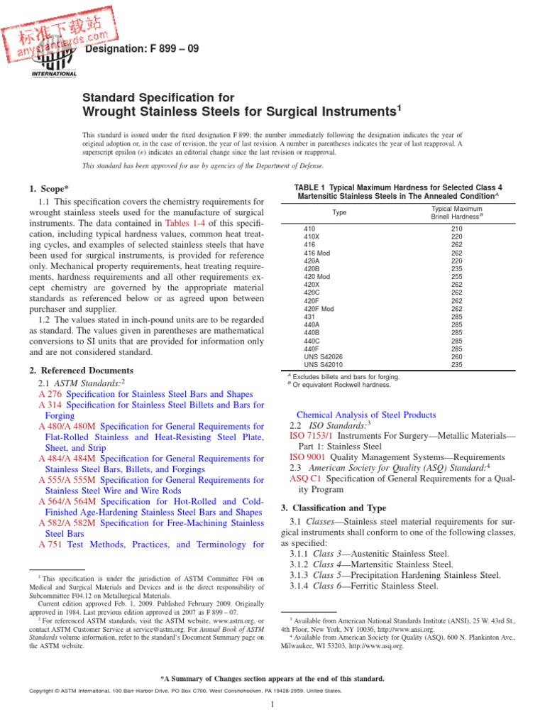 ASTM F899-09 Íâ¿ÆÆ÷Ð ÓÃ Ä Ðâ Ö °ô ÄºÍË¿ Ä | PDF | Heat Treating ...
