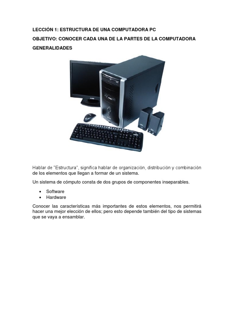 Lección1 Estructura de Una Computadora PC | PDF | Periférico | Hardware ...