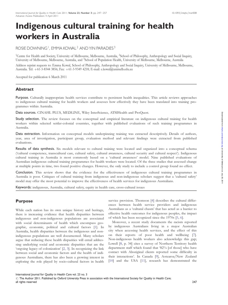 Indigenous Cultural Training For Health Workers in Australia | PDF ...
