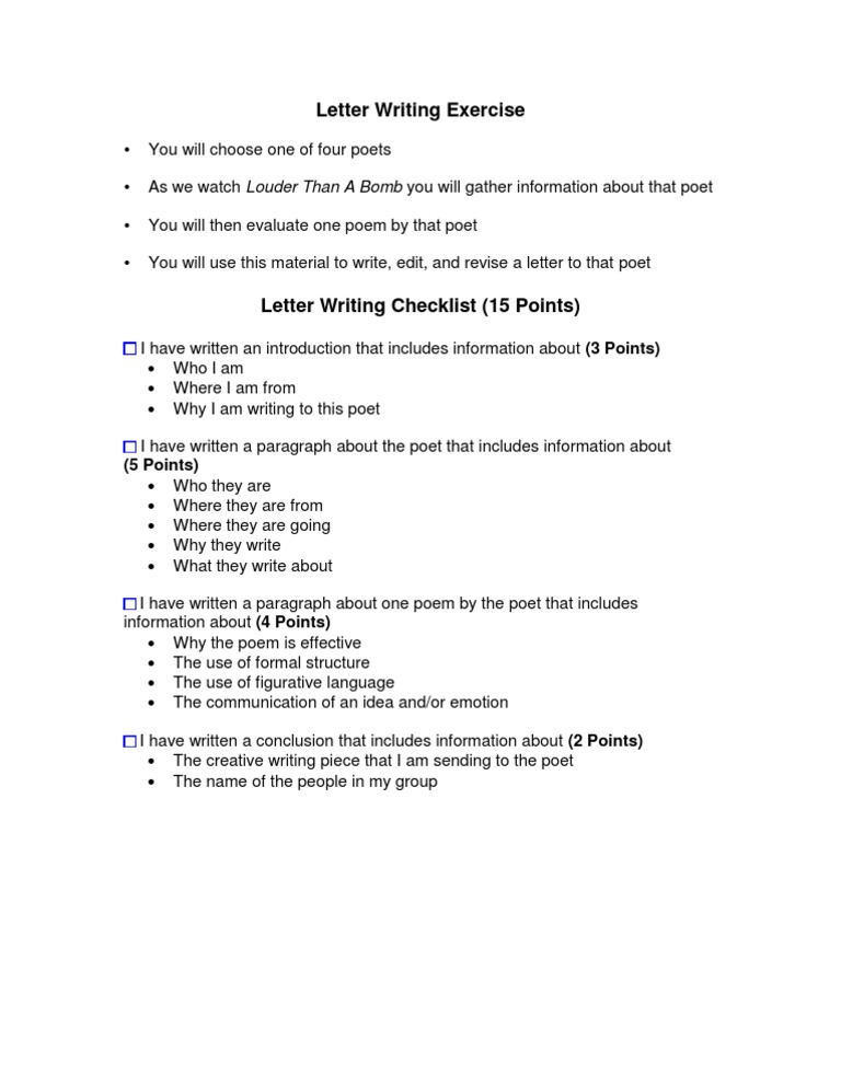 Letter Writing Checklist | PDF