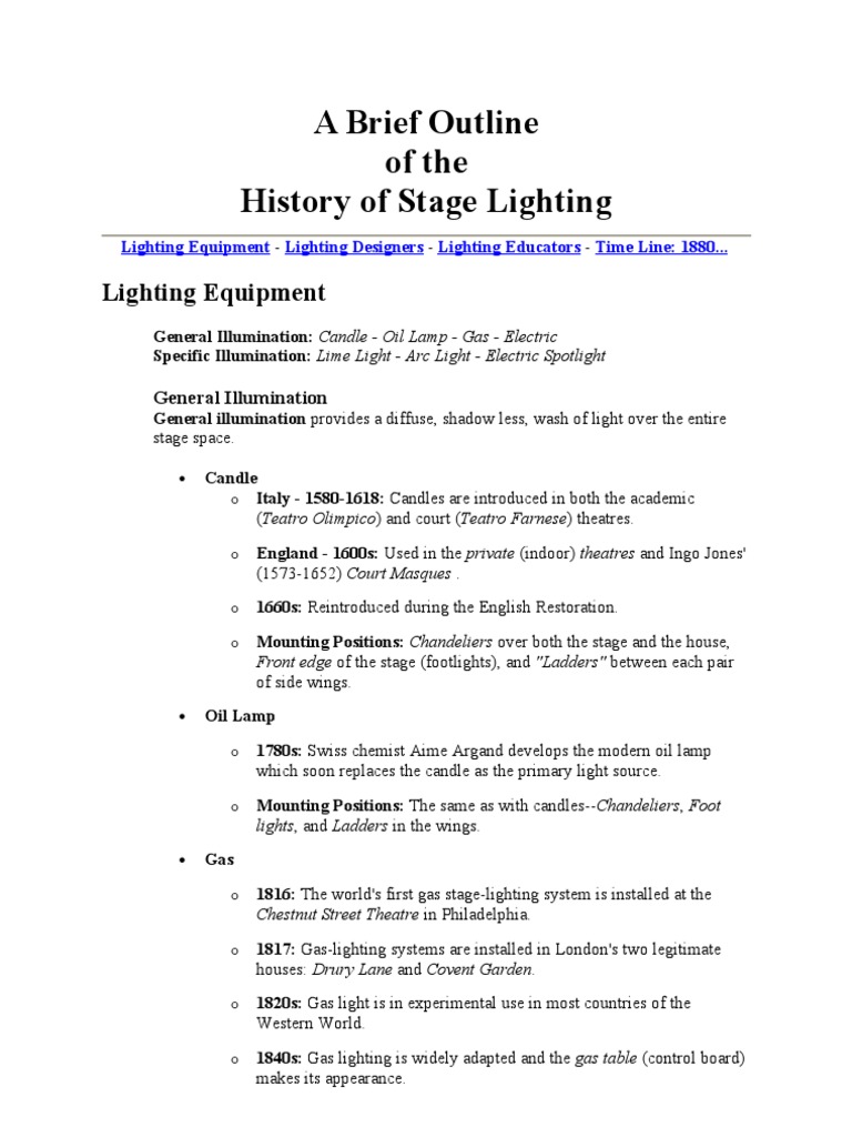 Timeline Of The Lighting In The Theater
