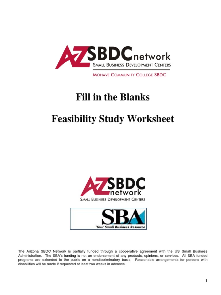 Feasibility Study Worksheet | PDF | Expense | Fee